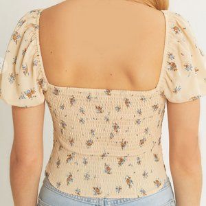 Tops | Woven Print Short Sleeve Crop Top For Women | Poshmark